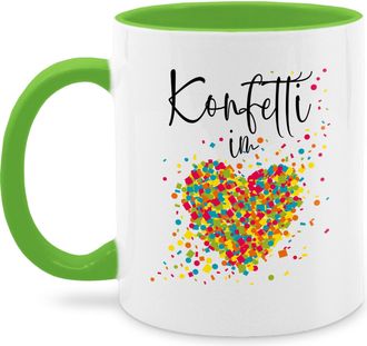 Shirtracer Tasse Tassen 325ml - & Fasching - Konfetti im Herzen I Confetti Herz I Konfetti für Alle Karneval Köln - 325 ml - Hellgrün - karnevalstasse fasching- 