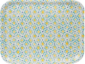 Talking Tables Gelbes rechteckiges Serviertablett aus Holz, marokkanischer Stil, f&uuml;r Nachmittagstee, Kaffee, Cocktails und Lebensmittel, aus nachhaltigem Birkenholz 