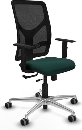 Piqueras y Crespo B&uuml;rostuhl mit 1D-Armlehnen, ausgestattet mit Syncro/Traslack und Schneideschaum, mit Rollen 65 mm, Parkett, Schwarz/Flaschengr&uuml;n