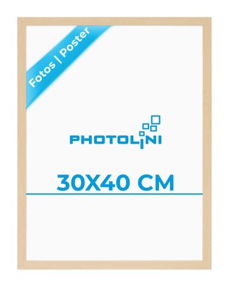 Photolini Bilderrahmen 30x40 Holz MDF Natur, Bilderrahmen 40x30 cm, Picture Frame mit bruchsicherem Acrylglas, Rahmen 30 x 40 zum Aufh&auml;ngen, extra Zubeh&ouml;r - Rah