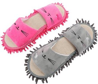 Beaupretty ORFOFE Pantoufles-Serpill&egrave;res pour Femme Lot de 2 Paires Taille Moyenne 26 CM 39-42 Microfibre Amovible Antid&eacute;rapants et Silencieux pour Nettoyage des
