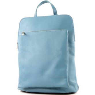 modamoda.de T141 Damen Leder Rucksack Damentasche Schultertasche handmade in Italy, Farbe:Babyblau