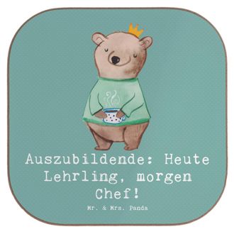 Mr. & Mrs. Panda Glasuntersetzer Auszubildende Chef - Geschenk, Beruf, Untersetzer Gl&auml;ser, Berufe, Berufseinsteiger, Azubi, Coaster, Motivation, Ausbildung, Berufslieb