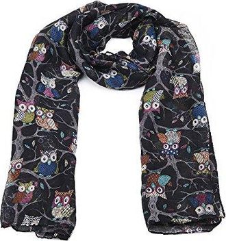 Intrigue &Eacute;charpe Pour Femmes Imprim&eacute; Chouette Hiver Cadeau No&euml;l 5 Couleurs - Noir