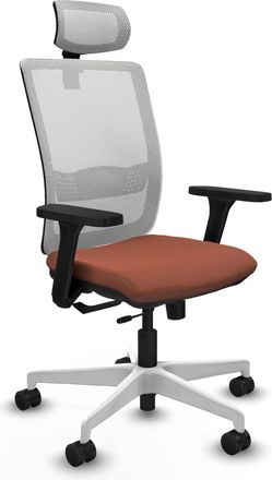 Piqueras y Crespo Ergonomischer Haches Telearbeitsstuhl mit 3D-Armen, h&ouml;henverstellbare Lendenwirbelst&uuml;tze und h&ouml;henverstellbares Kopfteil, Wei&szlig;/Braun