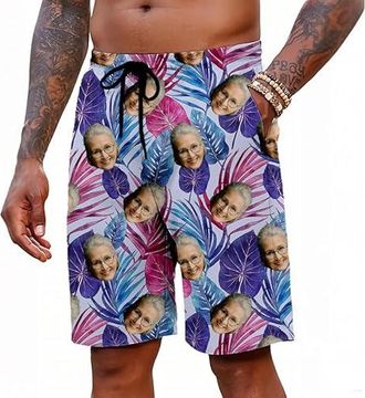 Generic Shorts de Bain Personnalisable de Visage dr&ocirc;le de Photo Maillot de Bain Personnalis&eacute;e Calecon de Bain Homme Slip de Bain hawa&iuml;enne Boxer de Bain Homme