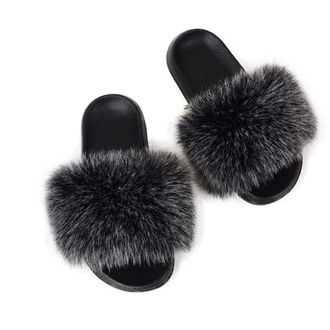 ORANDESIGNE Hausschuhe Damen Beil&auml;ufig Flip Flops Offener Zeh Strandschuhe Flip Flops Haar Zuhause Gem&uuml;tlich Schuh B Dunkelgrau 40/41 EU