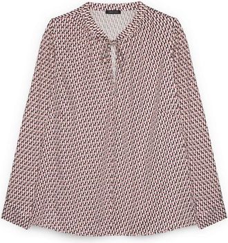 Fiorella Rubino Femme, Blouses et Chemises, Rouge, Taille: 54 FR Blouse en satin &agrave; imprim&eacute; g&eacute;om&eacute;trique