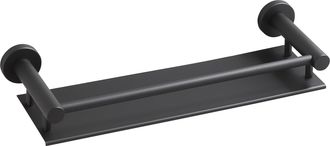 BGL Fashion Mattschwarzes Badezimmerregal zur Wandmontage, 40 cm - Modernes, rostfreies Duschregal mit Schutzleiste, platzsparender Badezimmer-Organizer f&uuml;r Shamp