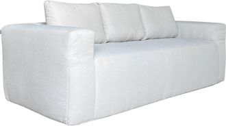 Oviala 3-Sitzer-Sofa aus geripptem Stoff mit Kissen in Ecru