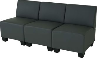 Mendler Modular 3-Sitzer Sofa Couch Lyon, Kunstleder - dunkelgrau, ohne Armlehnen
