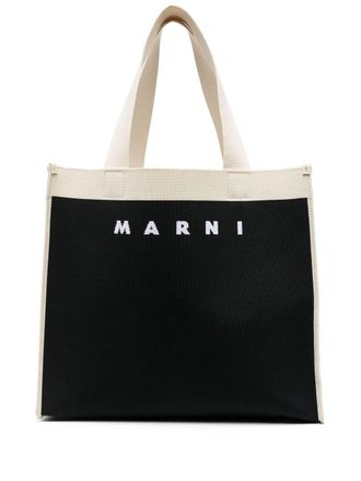 Marni sac cabas &agrave; logo imprim&eacute; - Noir