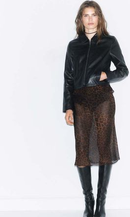 Mango Midirock mit Animal-Print braun - Damen - S - MANGO