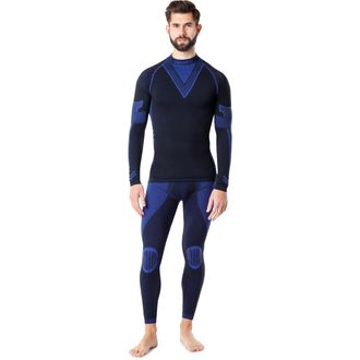Ladeheid Herren Winter Thermounterwäsche Funktionsunterwäsche Set Langarm Shirt Lange Unterhose Thermoaktiv LAGI003 (Schwarz/Marineblau, XXL)