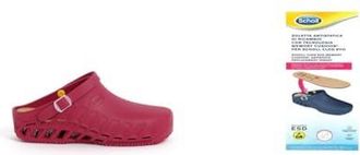 Scholl Clog Evo Bordeaux + Semelles Antistatiques avec Memory Cushion pour Clog Evo - Bordeaux/Marron
