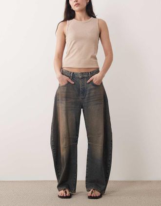 Free People Good Luck - Jean bouffant &agrave; taille mi-haute - Bleu