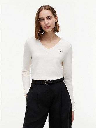Tommy Hilfiger Pull col en V &agrave; boutons dor&eacute;s