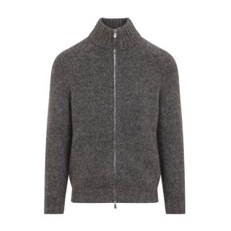 Brunello Cucinelli Cardigan mit durchgehendem Rei&szlig;verschluss - - Knitwear - Herren - Braun - L
