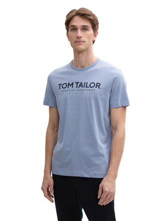 Tom Tailor Rundhalsshirt TOM TAILOR, Herren, Gr. XXL, blau (dove blau), Single Jersey, Obermaterial: 100% Baumwolle, bedruckt, regular fit h&uuml;ftbedeckend, Rundhal