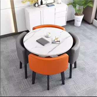 Generic St&uuml;hle, modernes rundes Esstisch-Set mit 4 St&uuml;hlen, St&uuml;hle for das Heimb&uuml;ro, Tische for kleine B&uuml;ros und Konferenzr&auml;ume, Tischbeine aus Metall(034,90c