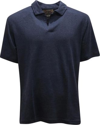 MC2 Saint Barth Fraser Polo en lin - Homme - Tops - Bleu - Taille: XL