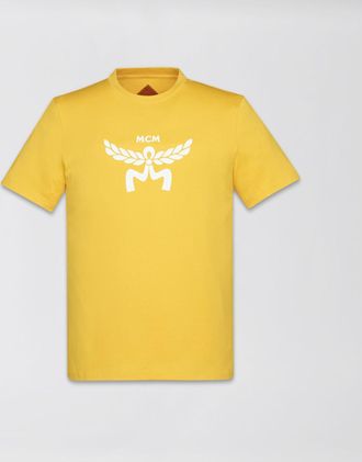 MCM T-Shirt mit Laurel-Logo-Print OLD GOLD COTTON