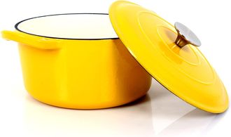 Echtwerk Echtwerk Schmortopf aus Gusseisen mit Emaille-Beschichtung, Gusseisentopf, Bräter mit Deckel, Brotbacktopf rund, Für Backöfen, Grill, BBQ und Induktio