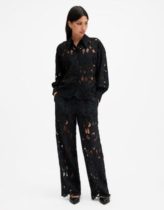 AllSaints Charli - Pantalon brod&eacute; - Noir