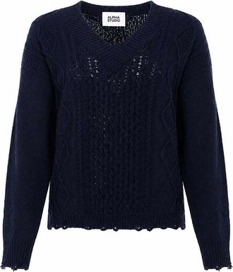 Alpha Studio V-Pullover - Blau