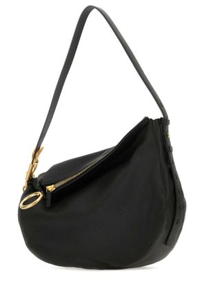 Burberry Womens Knight Shoulder Bag Black Calf Leather