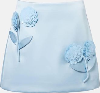 Self Portrait Mini-jupe en satin &agrave; fleurs