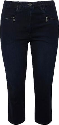 Ulla Popken Femme Grandes Tailles Jean Mony 7/8. Taille &eacute;lastique. Poches zipp&eacute;es Lavage rinc&eacute; 64 818466906-62