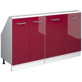 Vicco Armoire sous pente de toit Rion, blanc/bordeaux haute brillance, Lot de 2, Vicco