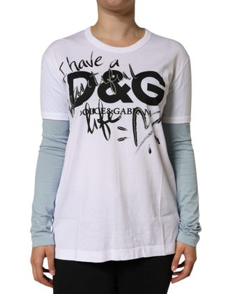 Dolce & Gabbana Langarm Grafik T-Shirt Modell Tsh84003