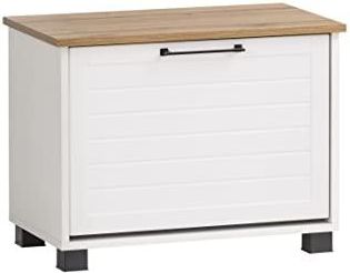 Schildmeyer Jelda Schuhbank 154745, matt weiß/Eiche Landhaus Dekor, 62 x 34,1 x 47,2 cm