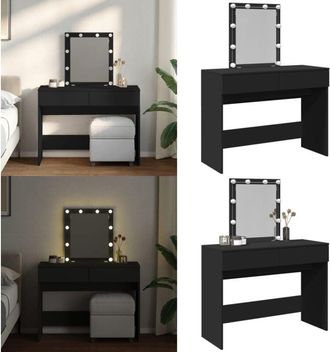vidaXL Vidaxl - Coiffeuse avec led noir 100x40x130 cm - Coiffeuse - Meuble De Salle De Bain - Vanity - Table De Maquillage - Miroir Lumineux - Home & Living
