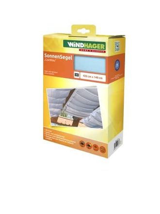 WINDHAGER Sonnensegel f&uuml;r Seilspanntechnik, Wintergarten und Terrassen Beschattung, Seilspannmarkise, 420 x 140 cm, 10883, Blau, Cyanblau