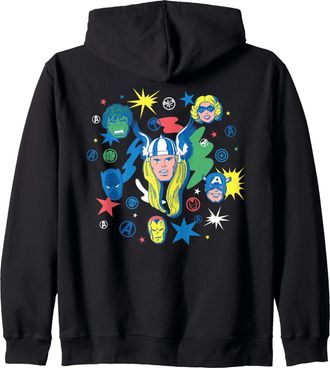 MARVEL Super Heroes Avengers Thor Big Face Retro Kapuzenjacke