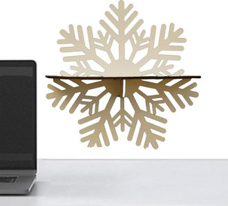 Generic Schwebende Regale aus Holz - rustikales Holzregal in Form einer Schneeflocke, Wandregal aus Holz, Regal aus Holz f&uuml;r Wohnzimmer, Badezimmer