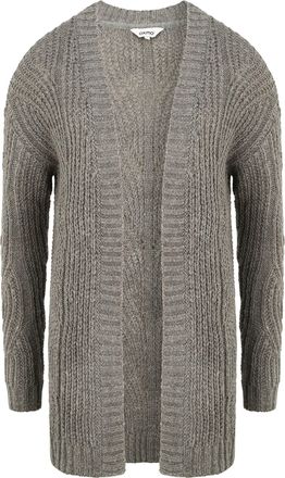 Oxmo Clea Damen Lange Strickjacke Lochstrick Cardigan Strickcardigan, Gr&ouml;&szlig;e:S, Farbe:Medium Grey Melange (1802011)