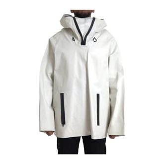 Bottega Veneta Homme, Vestes, Blanc, Taille: 2XL Veste en Cuir à Capuche de Luxe