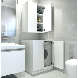 Les Tendances Ensemble Armoire pour Machine à Laver et étagère en Bois Blanc