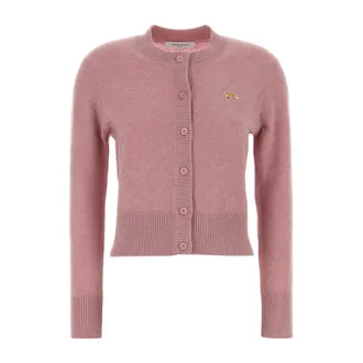 Maison Kitsun&eacute; Femme, Pulls, Rose, Taille: 42 FR Cardigan ajust&eacute; en laine dagneau Baby Fox