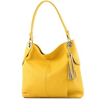 modamoda.de T185 - Sac à bandoulière en cuir pour dames, Couleur:Soleils jaunes