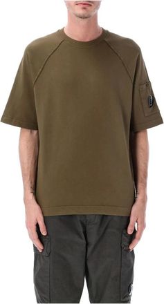 C.P. Company C.p. Company, Homme, Tops, Vert, Taille: M Light Fleece Short Sleeve SweaT-shirt