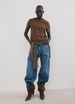 Mango T-shirt coton manches courtes marron - Femme - XXS - MANGO