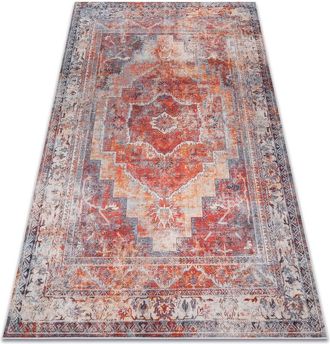 RugsX Tapis lavable andre 1684 cadre vintage antidérapant - rouge red 160x220 cm