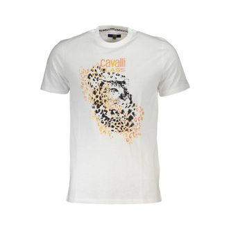 Cavalli Druck Logo Rundhals T-shirt - - Tops - Herren - Wei&szlig; - XL
