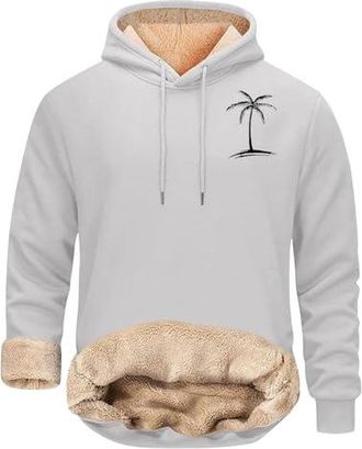 Generic Sweat à capuche en peluche pour homme - Confortable et moelleux - Imprimé tendance - Pour la vie quotidienne - Cadeau de Noël, gris, 3XL