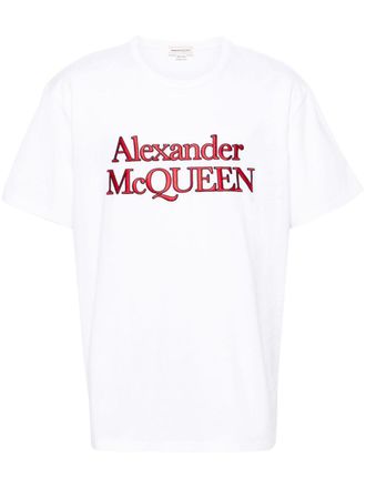 Alexander McQueen t-shirt en coton à logo brodé - Blanc